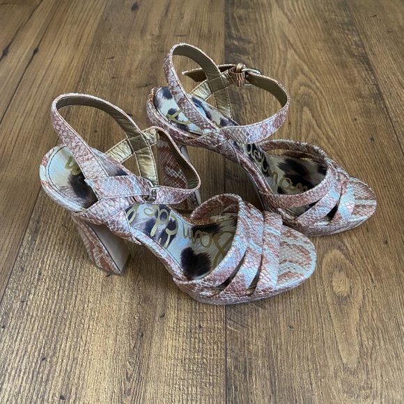 Sam Edelman | Shoes | Sam Edelman Taryn Snake Skin Sandal Heel Size 6 | Poshmark